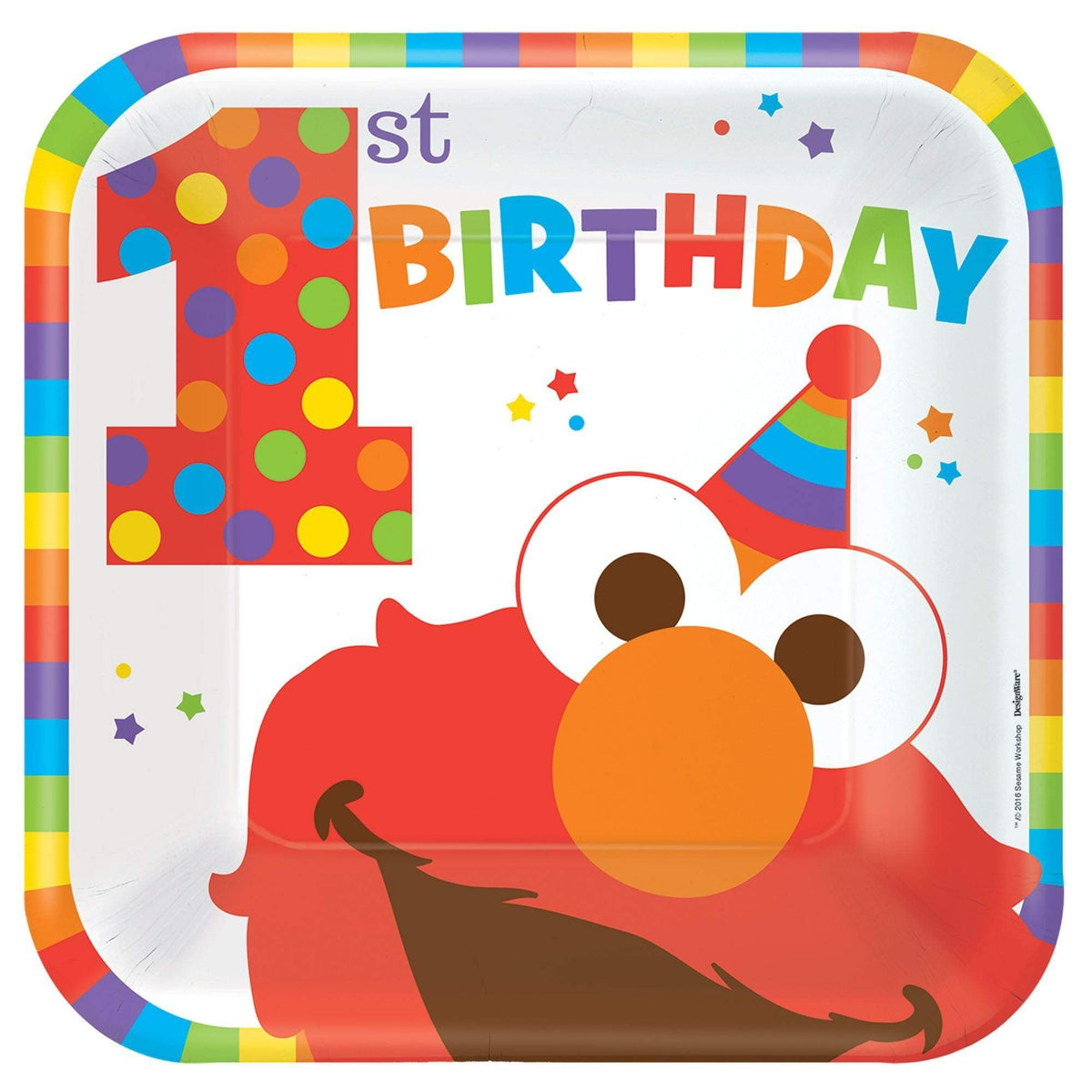 Elmo Turns One Square Plates 9″ (8 count) – American Celebrations
